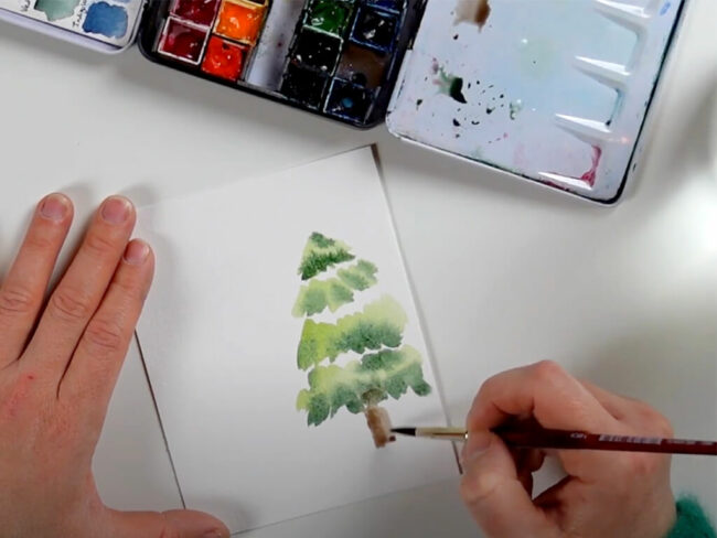 Carte de Noël aquarelle rapide et adorable - Bonjour Couleurs