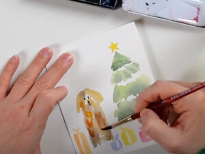 Carte de Noël aquarelle rapide et adorable - Bonjour Couleurs
